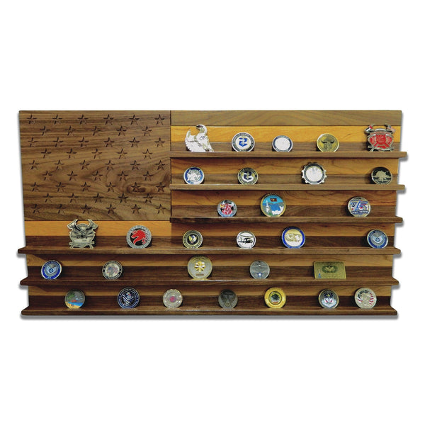 American Flag Challenge Coin Display - AMERICAN MADE-VETERAN BUILT ...